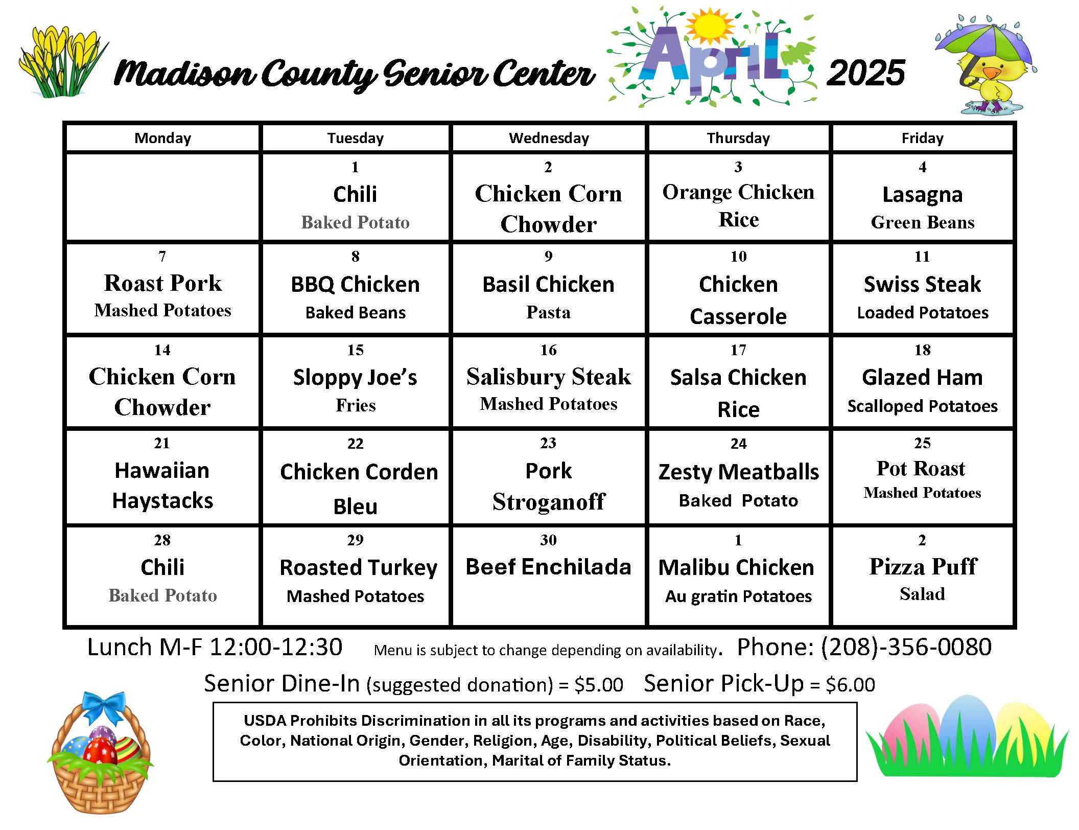Menu – Madison Senior Center